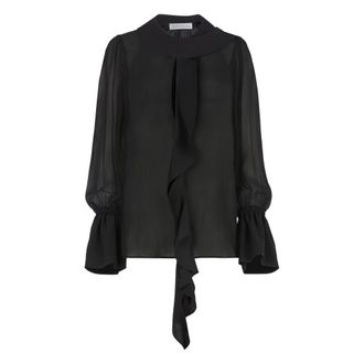 Nina Ricci Seidenbluse mit Lavalli&egrave;re-Kragen - - Blouses & Shirts - Damen - Schwarzk - XS