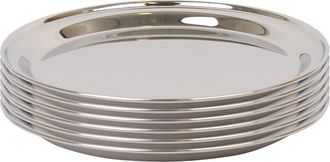 Argon Tableware 6x 30cm Runden Serviertabletts aus Edelstahl - Groß Metall Küche Essen Tee Kaffee Abendessen Tisch Getränke Party Teller - Von Argon Tableware