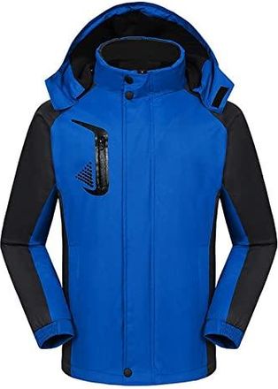 Generic Veste de ski chaude dhiver et de neige - Coupe-vent de montagne - Veste de pluie &agrave; capuche pour femmes - Veste l&eacute;g&egrave;re et grande taille, bleu, 5XL