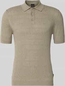 Bugatti Slim Fit Strick-Poloshirt mit Knopfleiste
