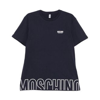 Moschino Blaue Crew Neck Logo T-shirts - - Tops - Herren - Blau - M