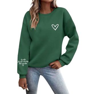 Generic Sweat &agrave; capuche &agrave; col rond imprim&eacute; tendance pour la Saint-Valentin 2026, vert fonc&eacute;, XL