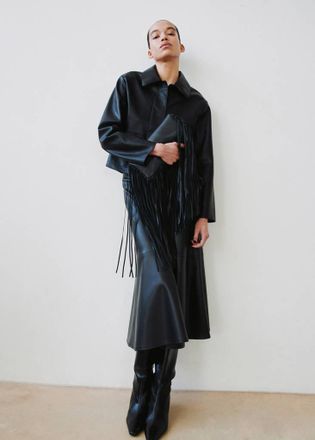 Mango Veste cuir synth&eacute;tique poches noir - Femme - XXS - MANGO