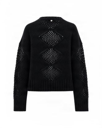 Liu Jo Diamond Knit with Beaded Detail Sweater - Black