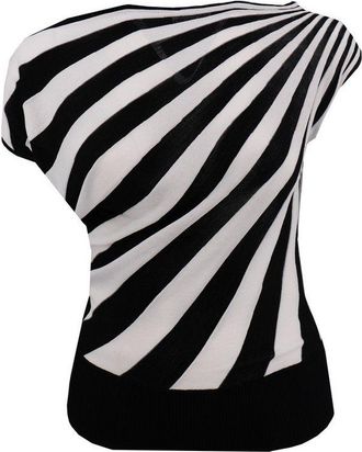 Passioni Kurzarmshirt mit Schwarz-Wei&szlig;en Diagonalstreifen