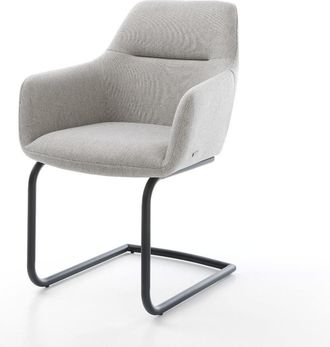 DELIFE Schwingstuhl Pejo-Flex Stripes Hellgrau Freischwinger rund Schwarz, Esszimmerstühle