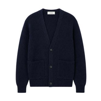 Lardini Rippstrick-Cardigan mit V-Ausschnitt - - Knitwear - Herren - Blau - XL