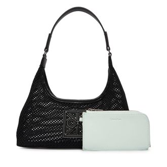 Calvin Klein Handtasche Calvin Klein Emblem Mesh Shoulder Bag LV04F3381G Schwarz