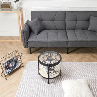 The Home Deco Factory The Home Deco Factory - Table basse avec horloge 40,5x39 cm noir et naturel