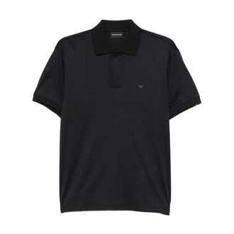 Emporio Armani Homme, Tops, Bleu, Taille: M Polo Textur&eacute; avec Logo