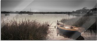 Pixxprint Glasbild Panorama, Wandbild aus Echtglas, Segelschiffe an der Küste, 120x50 cm, inkl. Aufhängung und Abstandshalter