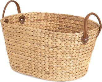 Compactor Gro&szlig;er W&auml;schekorb Belize, 60x45x37 cm, aus Wasserhyazinthe, mit Griffen, naturfarben - Dekorativer W&auml;schekorb f&uuml;r Badezimmer, Schlafzimmer oder Hauswi