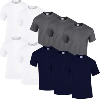 Gildan 10 T Shirts Heavy Cotton M L XL XXL Diverse Farben auswählbar (3XL, 4Weiss/3Anthrazit/3Navy)