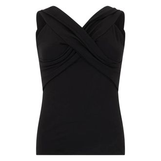 Emporio Armani Femme, Tops, Noir, Taille: 40 FR Top sans manches avec drap&eacute; crois&eacute;