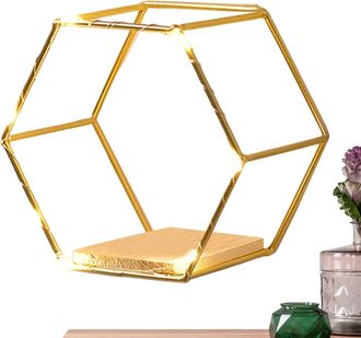 Generic Honeycomb Wandregal - Geometrisches Sechseckregal mit LED Lichtern | Modernes Wandregal f&uuml;r Schlafzimmer, Wohnzimmer, K&uuml;che, Bad | Dekoratives f&uuml;r Zuh