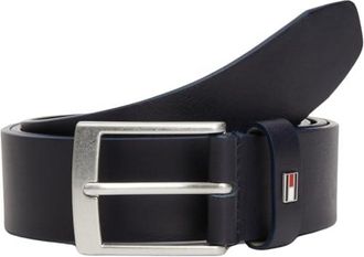 Tommy Hilfiger Ceinture Homme Adan New Leather avec Drapeau en Cuir, Bleu (Space Blue), 80 cm