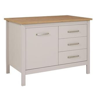 Inter Link SAS K&uuml;cheninsel - Mittelinsel - Arbeitsplatte - K&uuml;chenschrank mit 1 T&uuml;r und 3 Schubladen - Melaminbeschichtet - L: 124cm - H: 91,5 cm - T: 75 cm - Piazza 