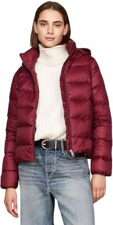 Tommy Hilfiger Veste Matelassée Femme Down Casual Jacket avec Capuche, Rouge (Deep Rouge), M