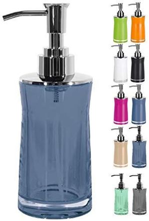 Spirella Seifenspender Sydney | mit Edelstahlpumpe | Fl&uuml;ssigseifen-Spender | Acryl | 200ml | Langliebig und Robust | Blau durchsichtig