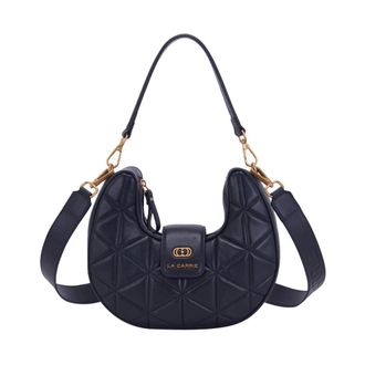 La Carrie Schwarze Leder Hobo Handtasche mit Rei&szlig;verschluss - - Bags - Damen - Schwarzk - ONE SIZE