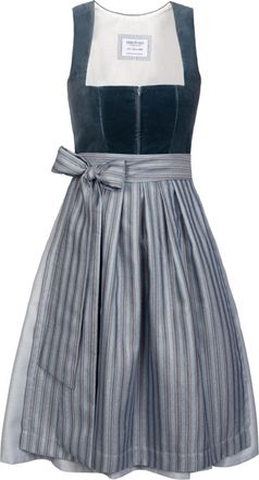 Edelnice Trachtenmode Midi Dirndl Veronika Samt Petrol inkl. traditioneller Dirndlschürze Gr. 32-54 (DE/NL/SE/PL, Numerisch, 36, Regular, Regular, Petrol)