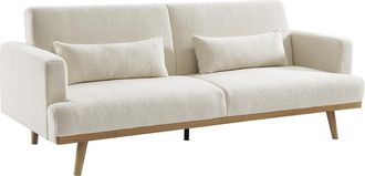 Vente-Unique Klappsofa 3-Sitzer mit Schlaffunktion - Boucl&eacute;-Stoff - Wei&szlig; - ESME