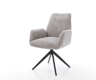 DELIFE Esszimmerstuhl Zoa-Flex Cord Silbergrau Kreuzgestell breit Schwarz Taschenfederkern, Esszimmerst&uuml;hle