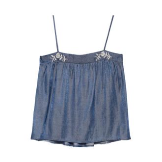 Liu Jo Femme, Tops, Bleu, Taille: 38 FR Haut en denim sans manches