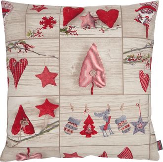 Hossner Kissenbezug Kissenh&uuml;lle Weihnachten Kissen Weihnachtskissen Landhaus Beidseitig Waschbar Rei&szlig;verschluss (50 x 50 cm)