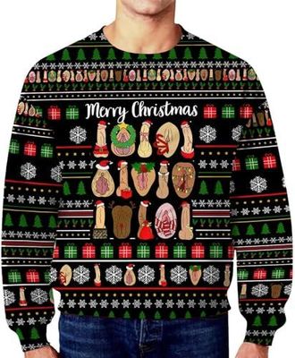 Generic Noel Femme Homme Moche- Christmas Sweater Women Drole- Noel Sweatshirts Men Automne Hiver Manches Longues- Col Rond Xmas Sweat Jumper Couple Imprim&eacute; R