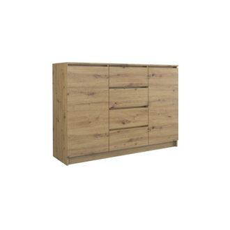 Hucoco Cdf Moderne Kommode 2D4S (2 T&uuml;ren, 4 Schubladen) Farbe: Eiche Artisan Aktenschrank, f&uuml;r kleine Gegenst&auml;nde Ideal f&uuml;r Wohnzimmer, Schlafzimmer