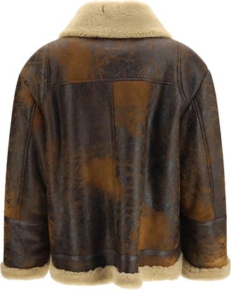 Valstar Lambskin with Shearling Collar Leather Jacket - Brown