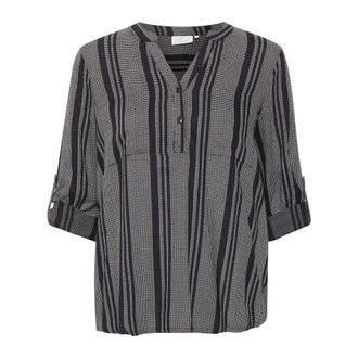Kaffe Schwarz/Kreide Kleine Diamanten Blusen Top - - Blouses & Shirts - Damen - Grau - XS