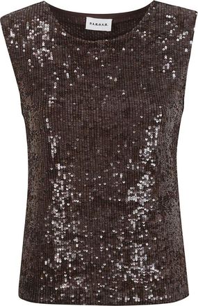P.A.R.O.S.H. P.a.r.o.s.h., Femme, Tops, Brun, Taille: 38 FR Top &agrave; paillettes