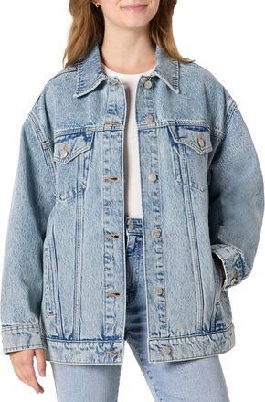 Amazon Essentials Damen Rigid Denim Oversized Fit Trucker Jacke, Iced Light Wash, Medium