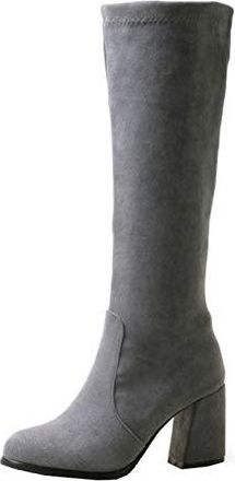 SJJH Bottines &agrave; enfiler pour femmes &agrave; talons &eacute;pais moyens