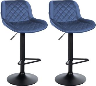 Clp Lot de 2 tabourets de bar Kasson Bleu Velours