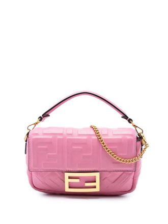 Fendi 2010-2025 Mini Zucca Embossed Leather Baguette satchel - Rose