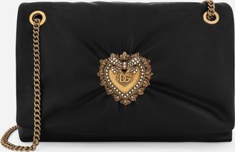 Dolce & Gabbana Schultertasche Devotion Soft Groß - Frau Schulter- Und Umhängetaschen Schwarz Leder Onesize