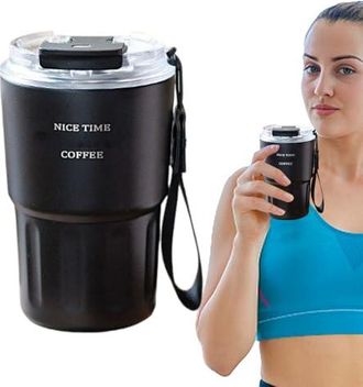 Generico Gobelet de voyage avec paille - 360 ml - Tasse de voyage avec paille - Double paroi - R&eacute;tention du chaud et du froid - R&eacute;cipient portable pour les voy