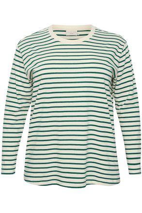 Kaffe Curve Langarm-Shirt KCwinni S, Antique White/Green Stripe S