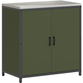 vidaXL K&uuml;chenlagerregal mit Regal mit Speicher mit T&uuml;r Olivgr&uuml;n Stahl Vidaxl