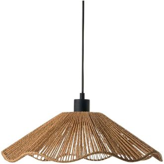Beliani Lampe Suspension avec Abat-jour en Papier Fait Main et Base en M&eacute;tal Style Rustique Boho Naturel Migori
