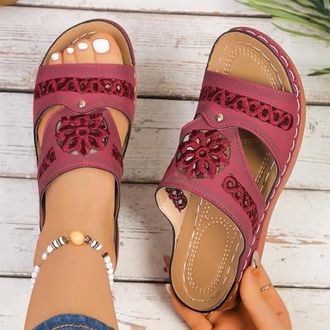 Generic Pantoufles d&eacute;t&eacute; respirantes &agrave; enfiler &agrave; bout ouvert pour femme, classiques, &eacute;l&eacute;gantes, confortables, l&eacute;g&egrave;res, larges, sandales compens&eacute;es pour la plag