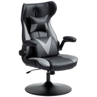 Vinsetto Gaming Stuhl ergonomischer Gamer Stuhl mit Kopfstütze und Lendenkissen höhenverstellbar Bürostuhl Gamingstuhl mit Wippfunktion Schwarz+Grau