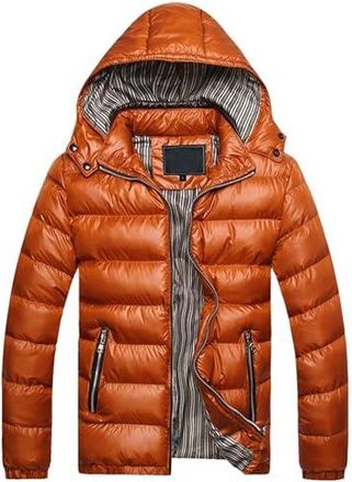 Generic Doudoune homme &agrave; capuche, manteau dhiver &eacute;pais en coton, veste dext&eacute;rieur avec capuche amovible pour temps froid, jaune, taille 4XL