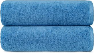 Amazon Basics Badetücher Set, 100% Baumwolle Schnelltrocknend Saugstark, 70x140 cm, Seeblau, 2er-Pack