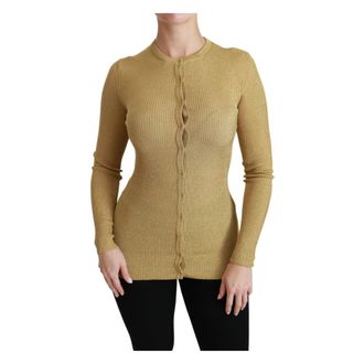 Dolce & Gabbana Elegante Goldene Strickjacke - - Knitwear - Damen - Gelb - 2XS