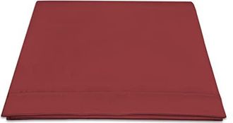 Pizuna Coton Peigné Drap Plat 2 Personnes 240x280 cm Rouge Brique, 100% Coton Longue Tige 400 Fils Armure Satin Drap Plat de Luxe avec Ourlet élégant (Rouge 