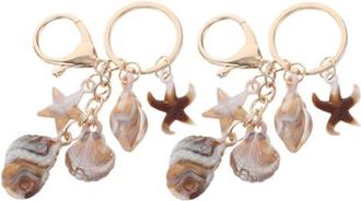 Garneck 2 pi&egrave;ces Porte-cl&eacute;s Coquillage Acrylique R&eacute;sistant avec Pendentifs Conque et &Eacute;toile de Mer Ornement Marine &Eacute;l&eacute;gant